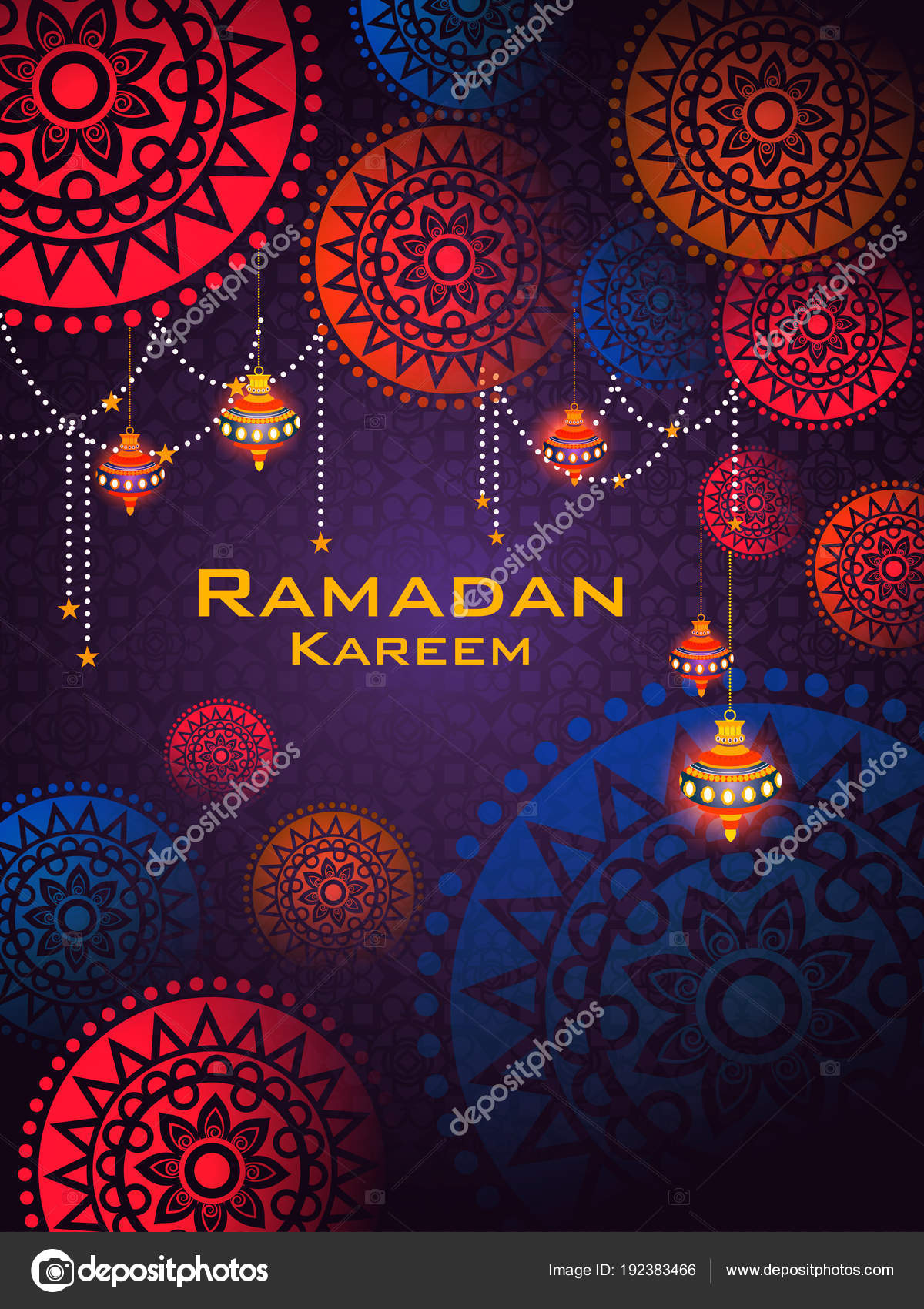 Islamic celebration background with text Ramadan Kareem Stock Vector ...