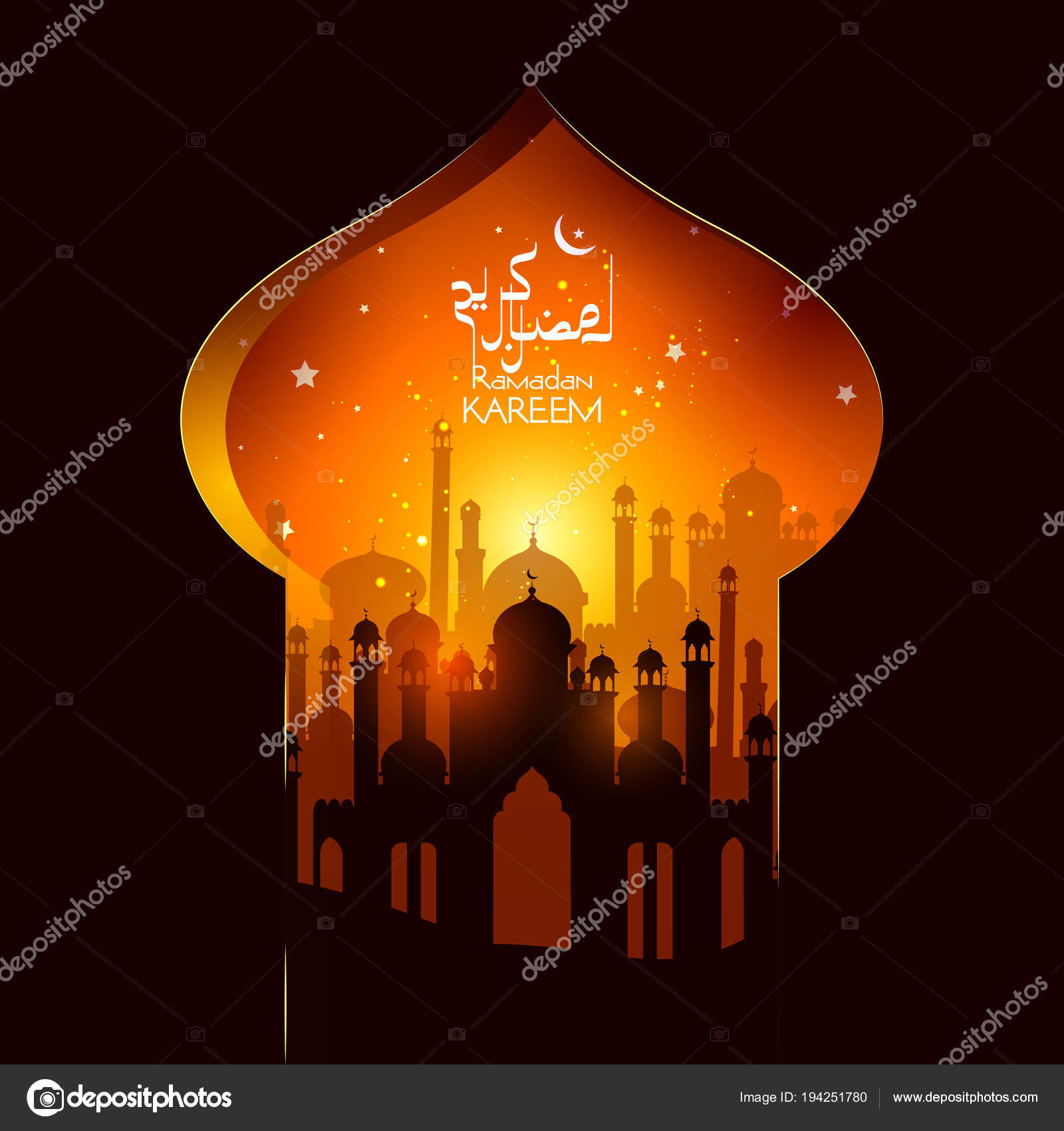 Islamic celebration background with text Ramadan Kareem ⬇ Vector Image ...