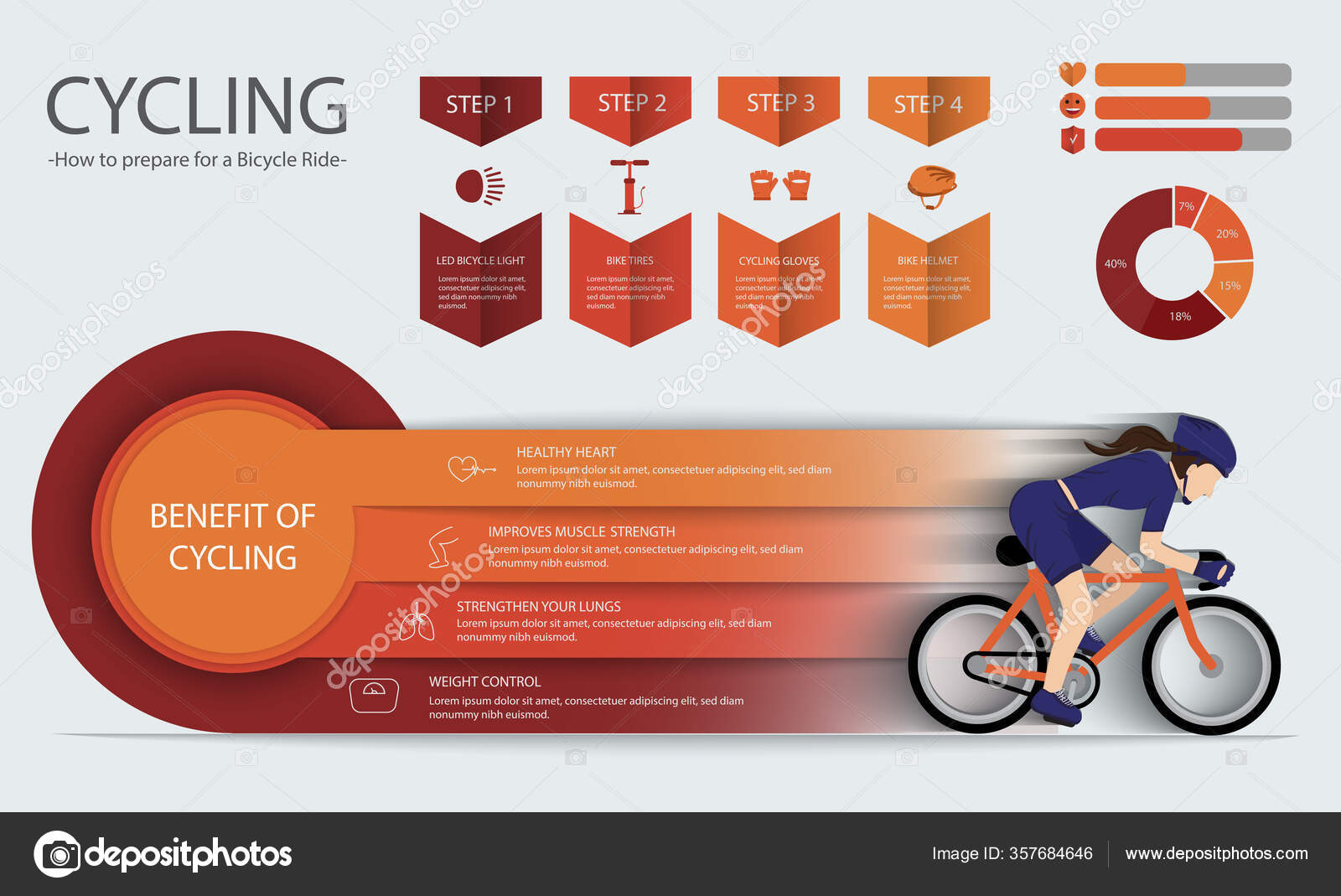 Benefits Cycling Bicycle Info Graphics Vector Illustrator Stock Vector ...