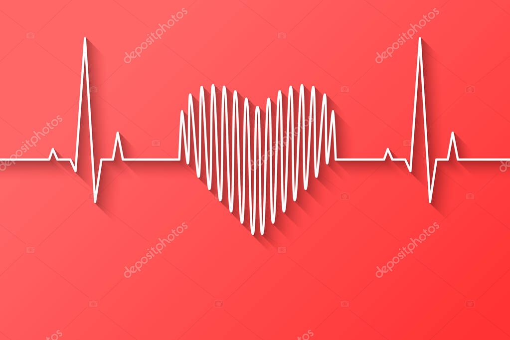 Latido cardíaco, ritmo y concepto de línea de pulso realizado en diseño ...