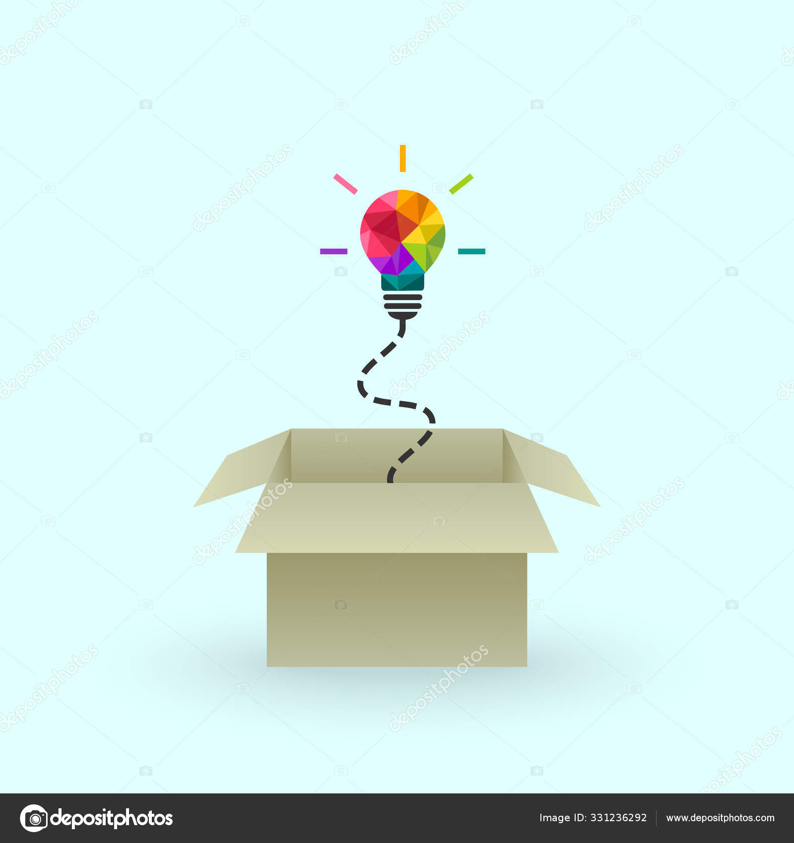 Think Box Creativity Concept Colorful Lightbulb Cardboard Box Stock ...