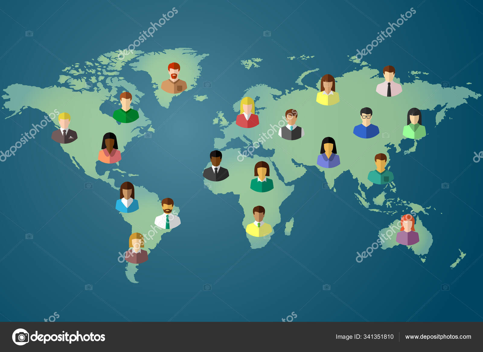 World Map Earth Ethnically Diverse People Concept Stock Vector by ©LvNL ...
