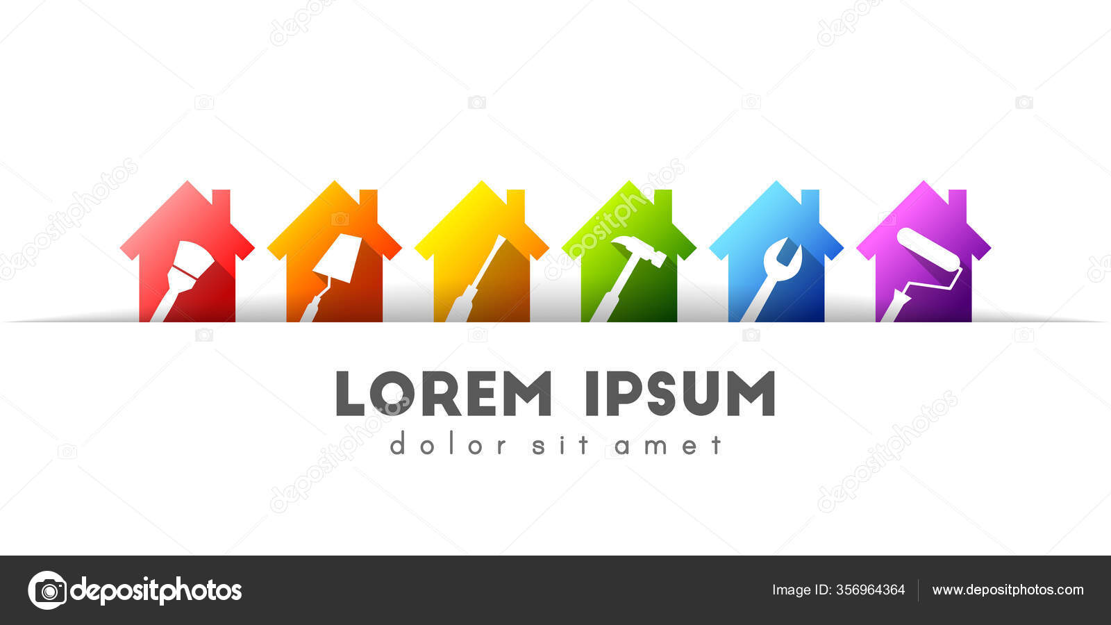 Work Tools Colorful House Set Concept Working Tool Icons Tilted Stock ...