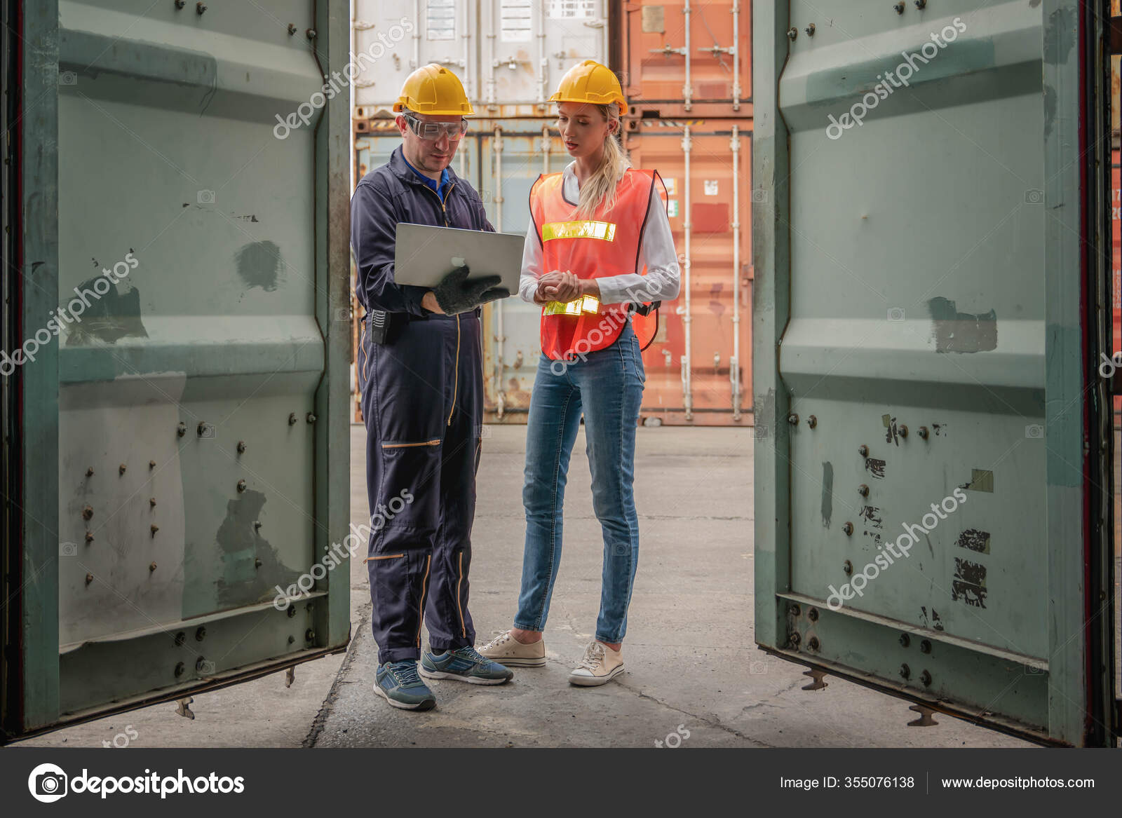 Industrial Background Containers Cargo Inspector Working Shipping Agent ...