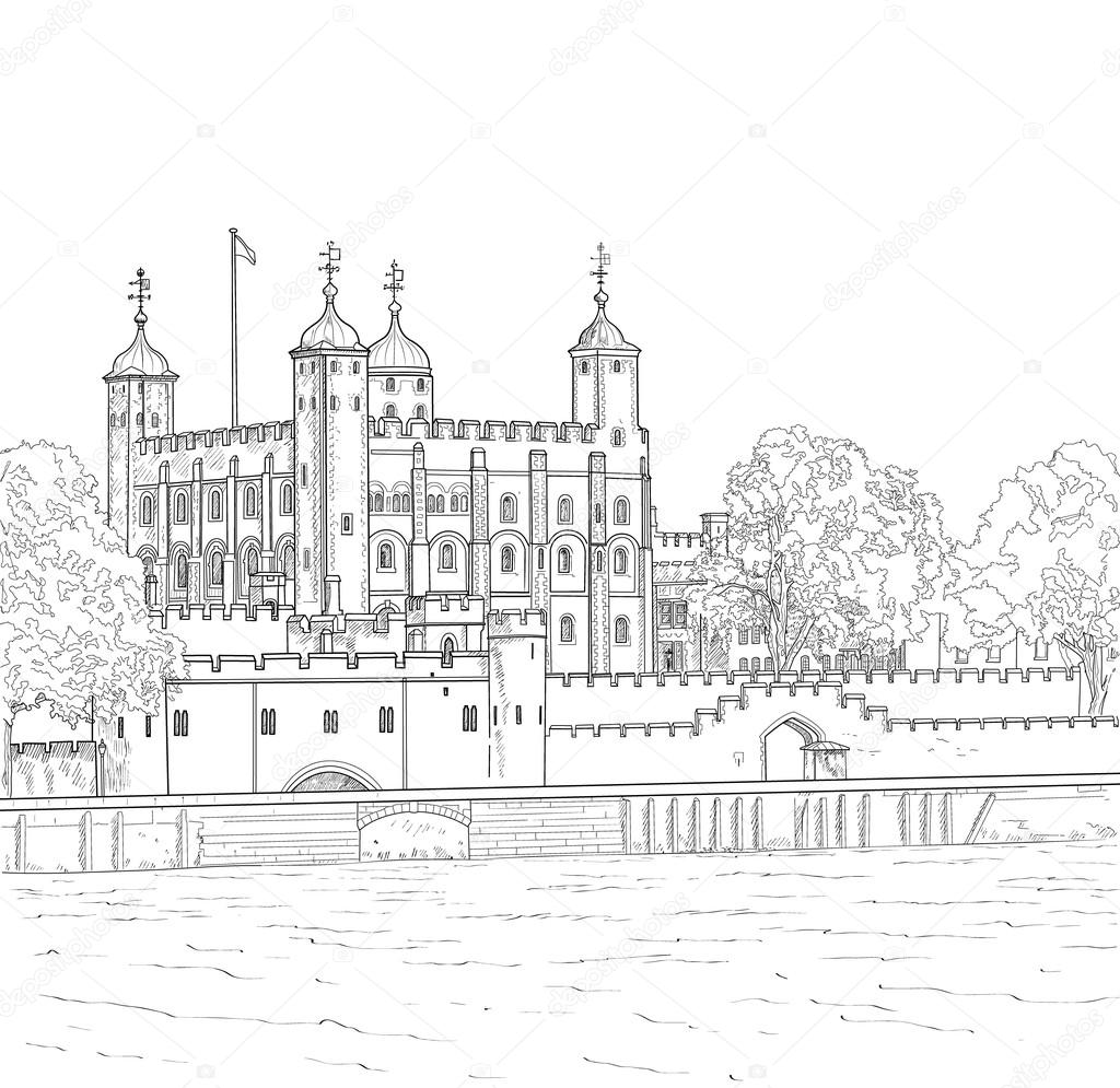 Drawing of the tower of london | Drawing Tower of London — Stock Vector ...