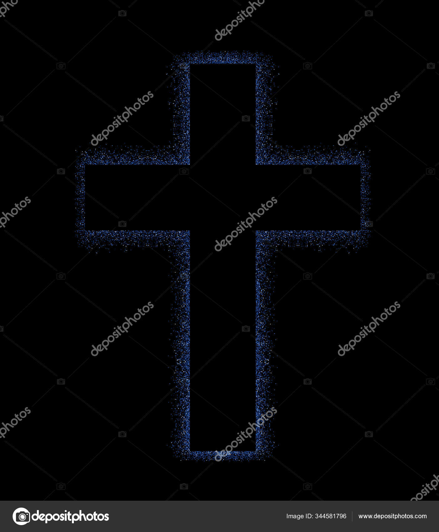 Blue shining cross logotype. Emblem of religious event. Greeting ...