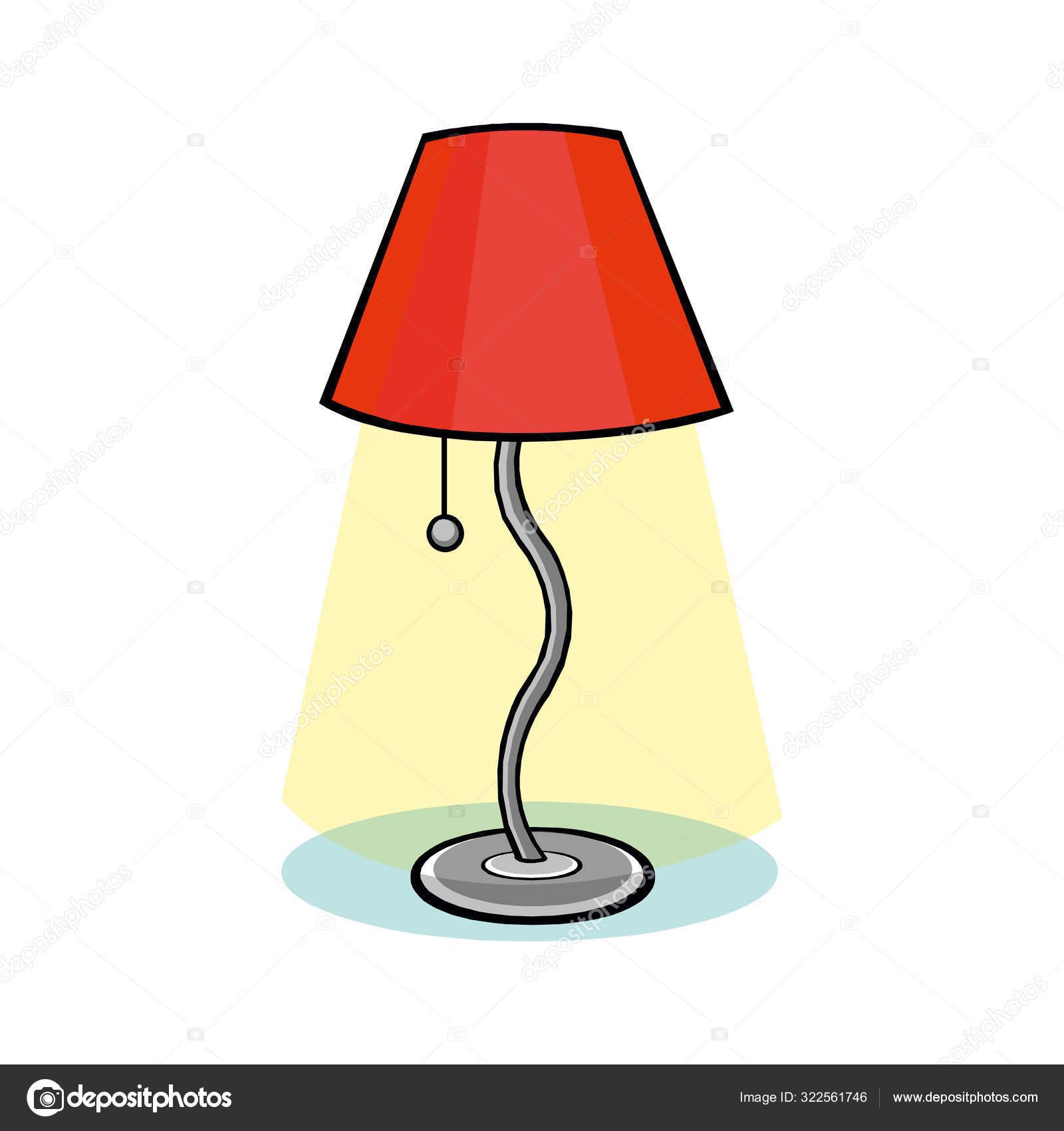 Colorful table lamp light icon for your design. Flat cartoon lamp light ...