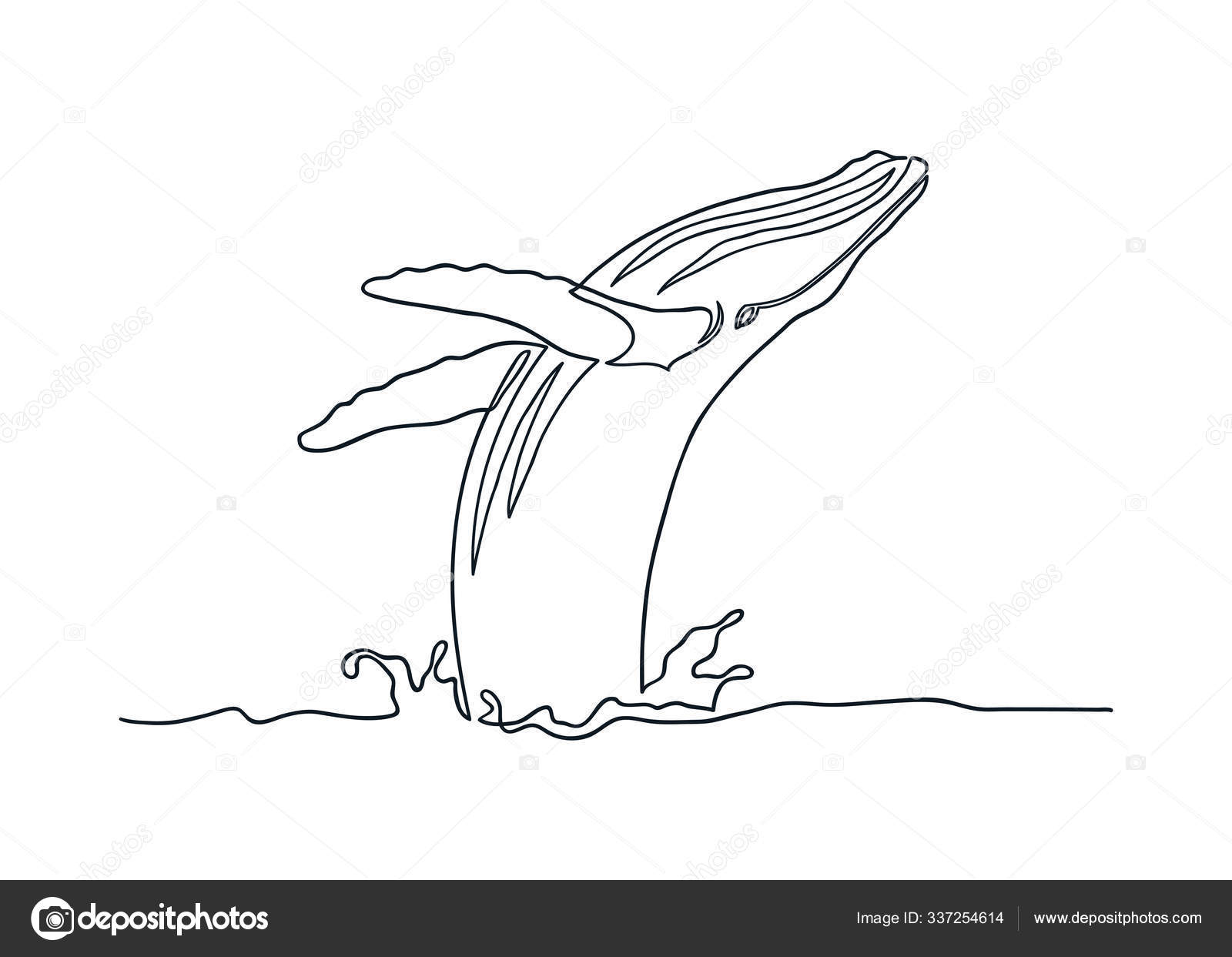 Breaching Humpback whale line art Stock Vector by ©CatChat 337254614