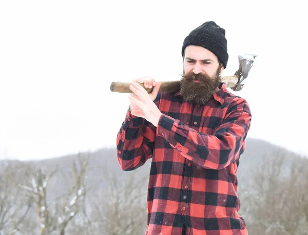 Angry man or brutal lumberjack — Stock Photo © stetsik #138229670
