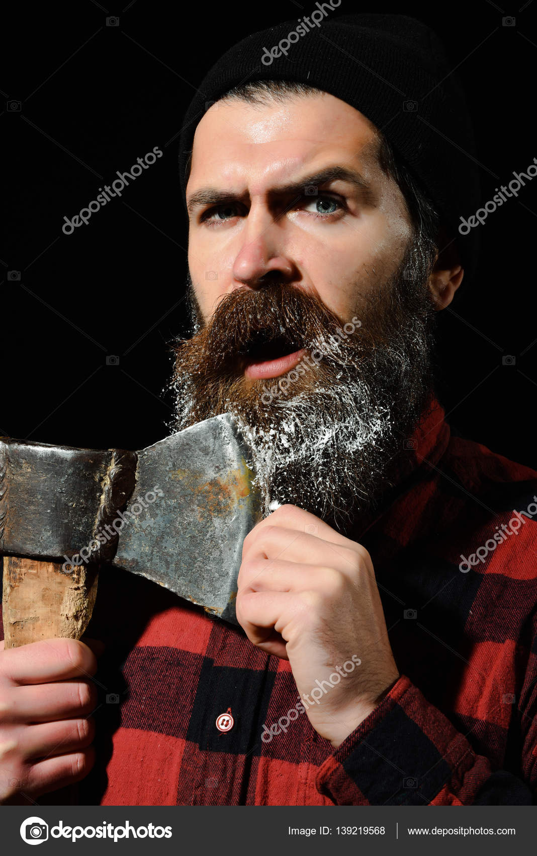 Scared man with axe Stock Photo by ©stetsik 139219568