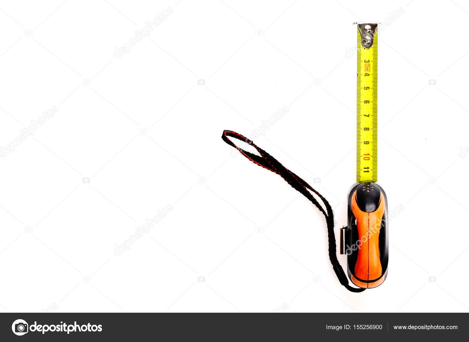 Concept of measuring and precision: flexible ruler on white background ...