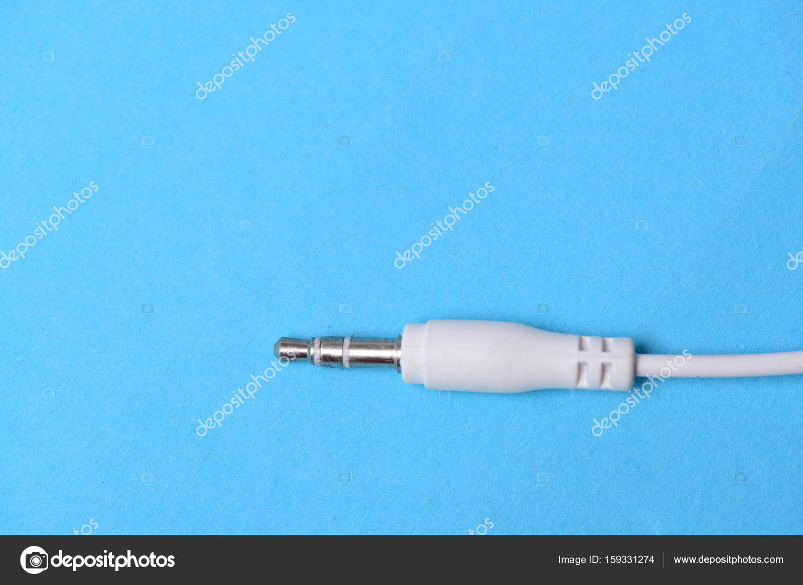 Mini jack cable. Jack plug audio. White Audio connector. — Stock Photo ...