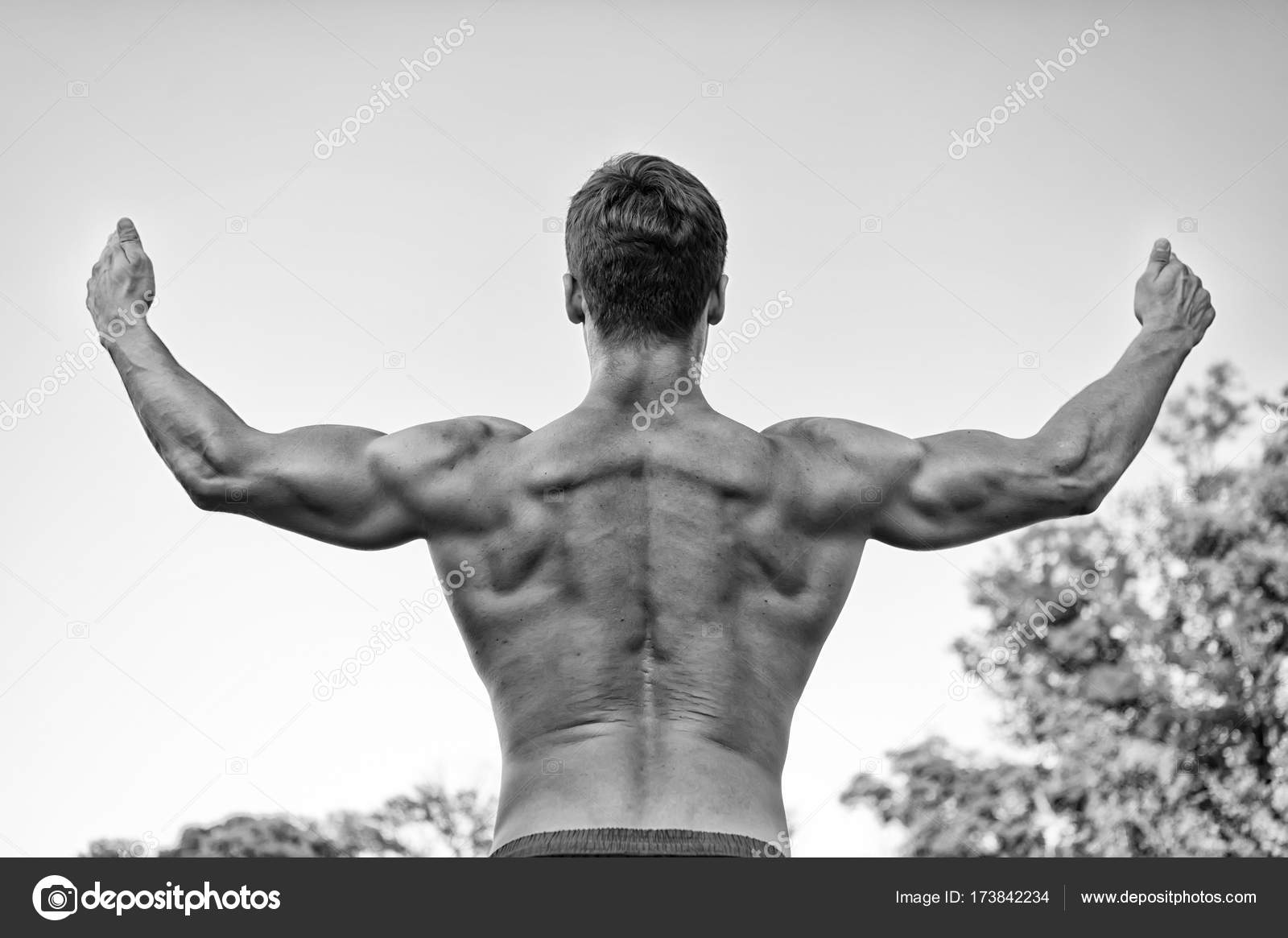 Bodybuilder showing muscles, biceps and triceps Stock Photo by ©stetsik ...