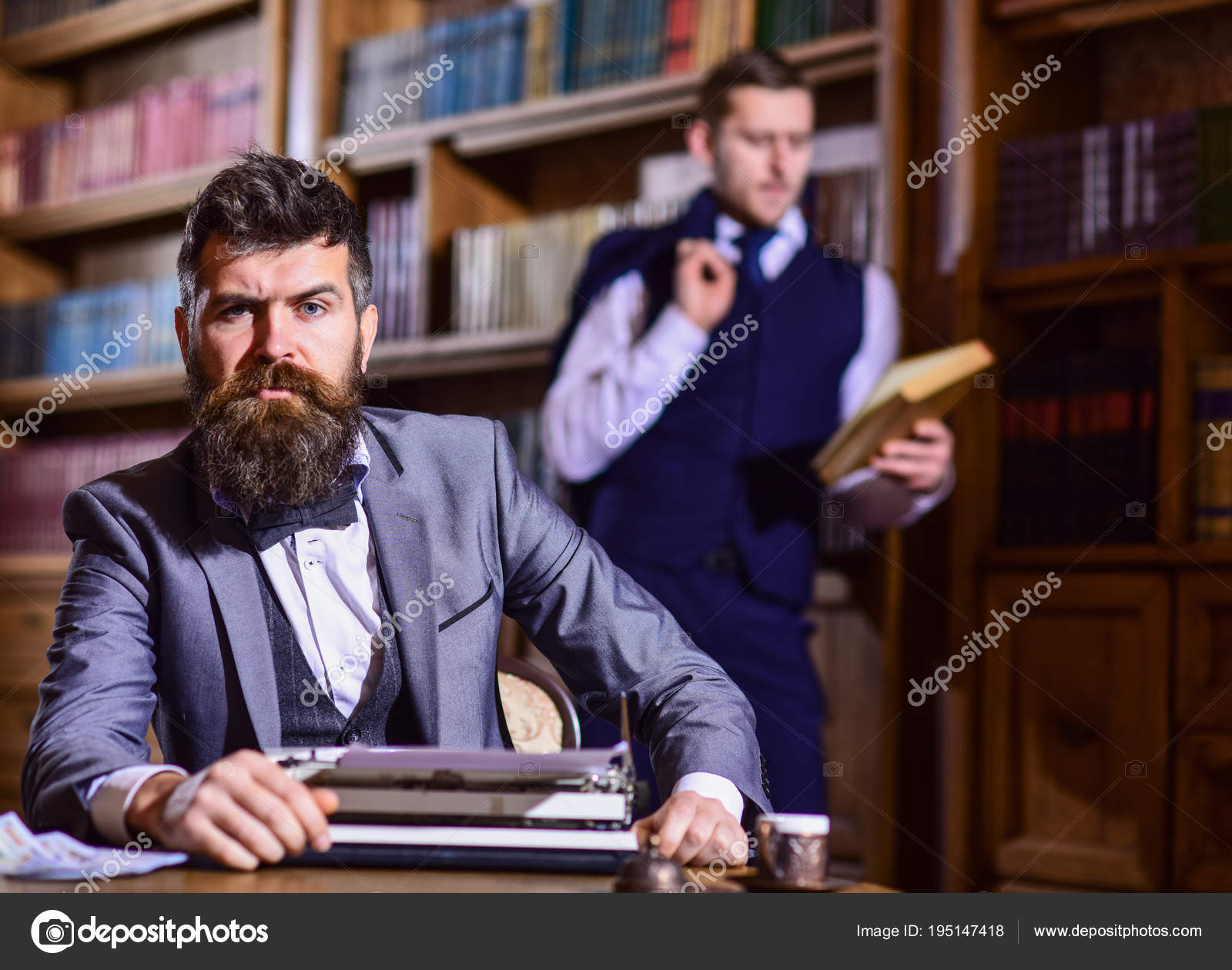 Aristocracy and elite concept. Man with beard and strict fac Stock ...