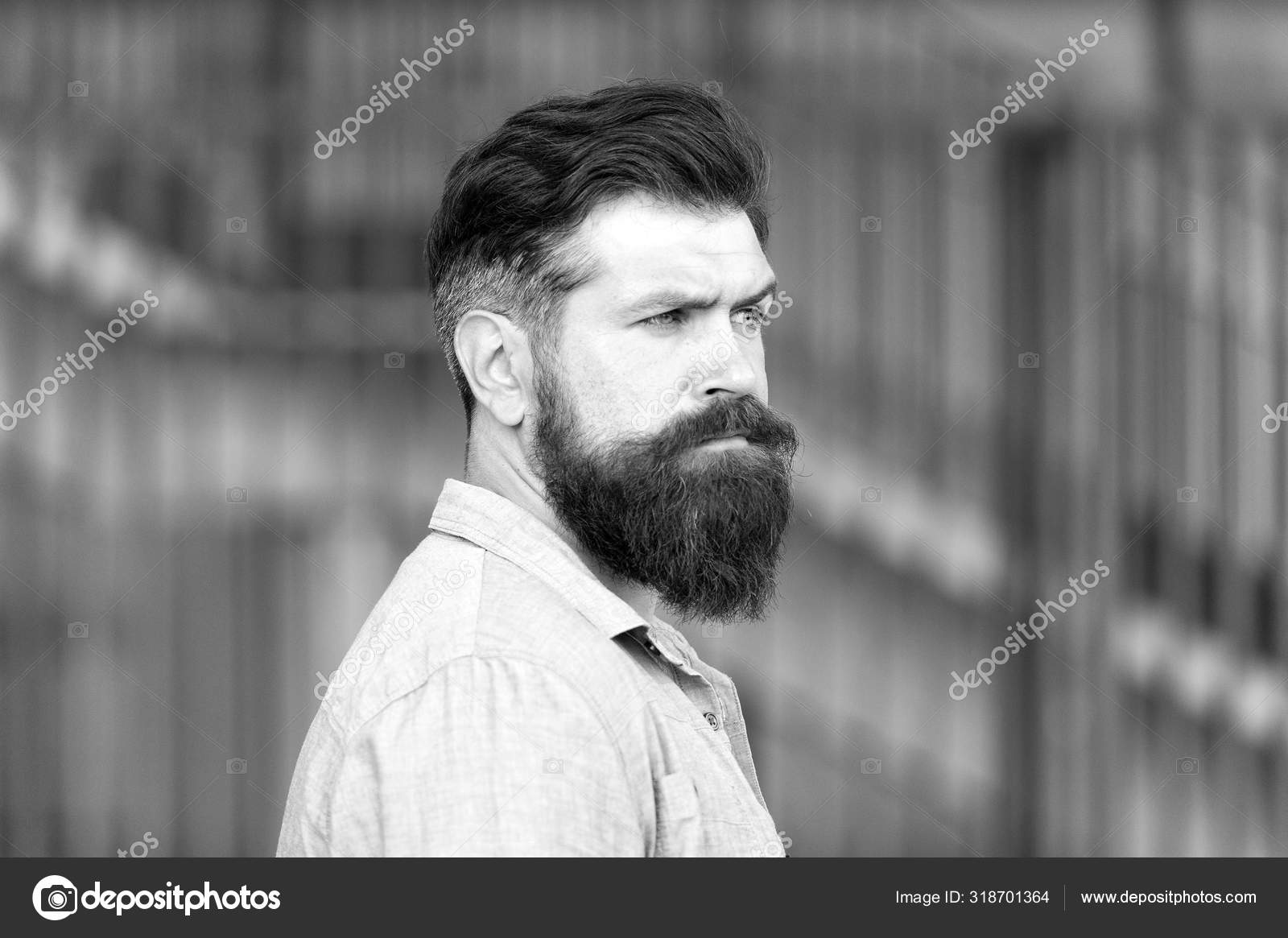 Be Your Best Brutal Caucasian Hipster Serious Bearded Man Outdoor
