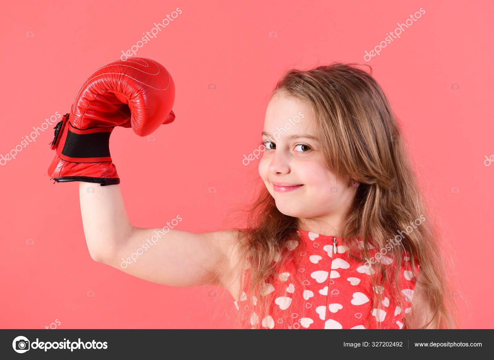 Kid flex arm with muscle, biceps, triceps in boxing gloves Stock Photo ...