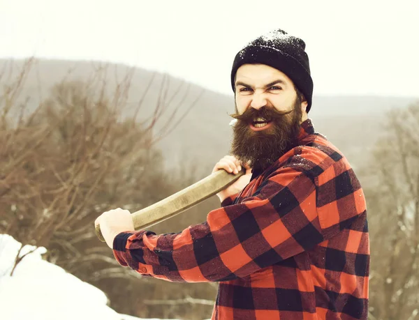 Angry man or brutal lumberjack — Stock Photo © stetsik #138229670