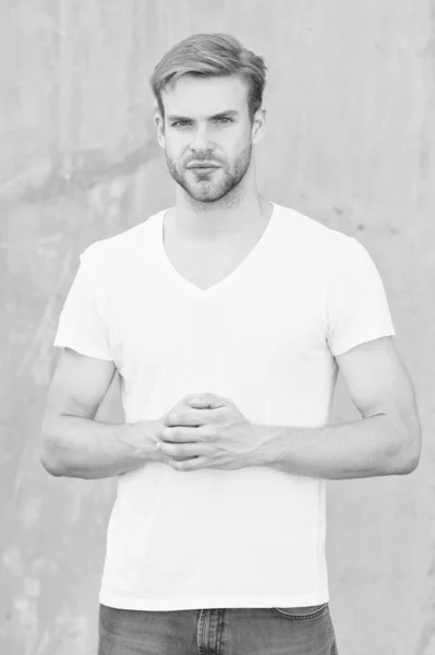 Handsome man unshaven face stylish hairstyle. Handsome caucasian man ...