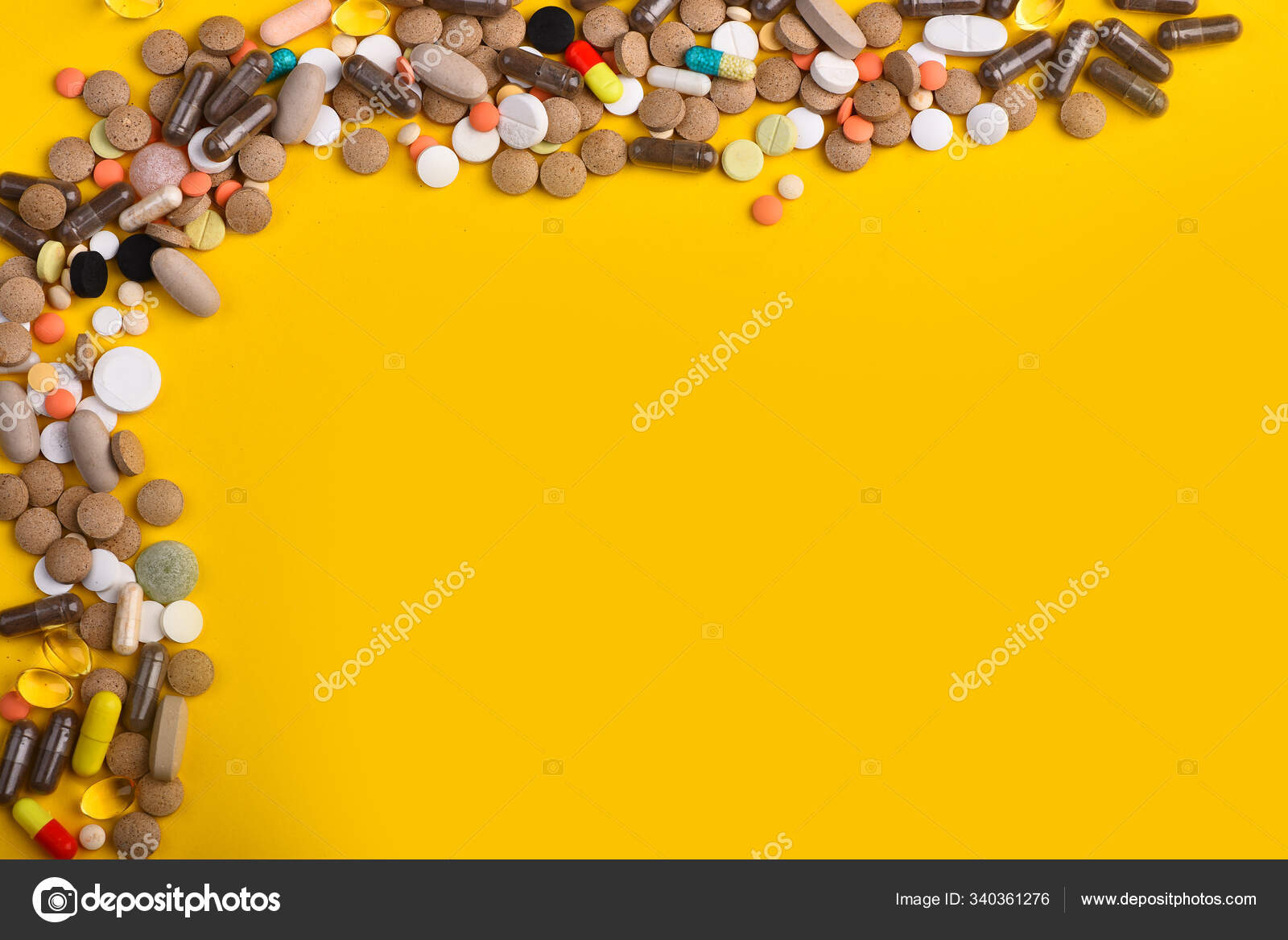 Drugs placed in corner. Frame made of pills and capsules Stock Photo by ...
