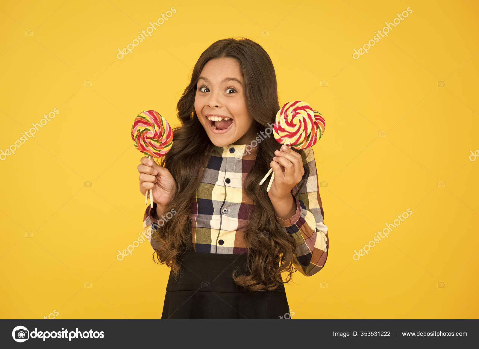 Happy kid with candy. School nutrition. Calories and energy. Harmful ...