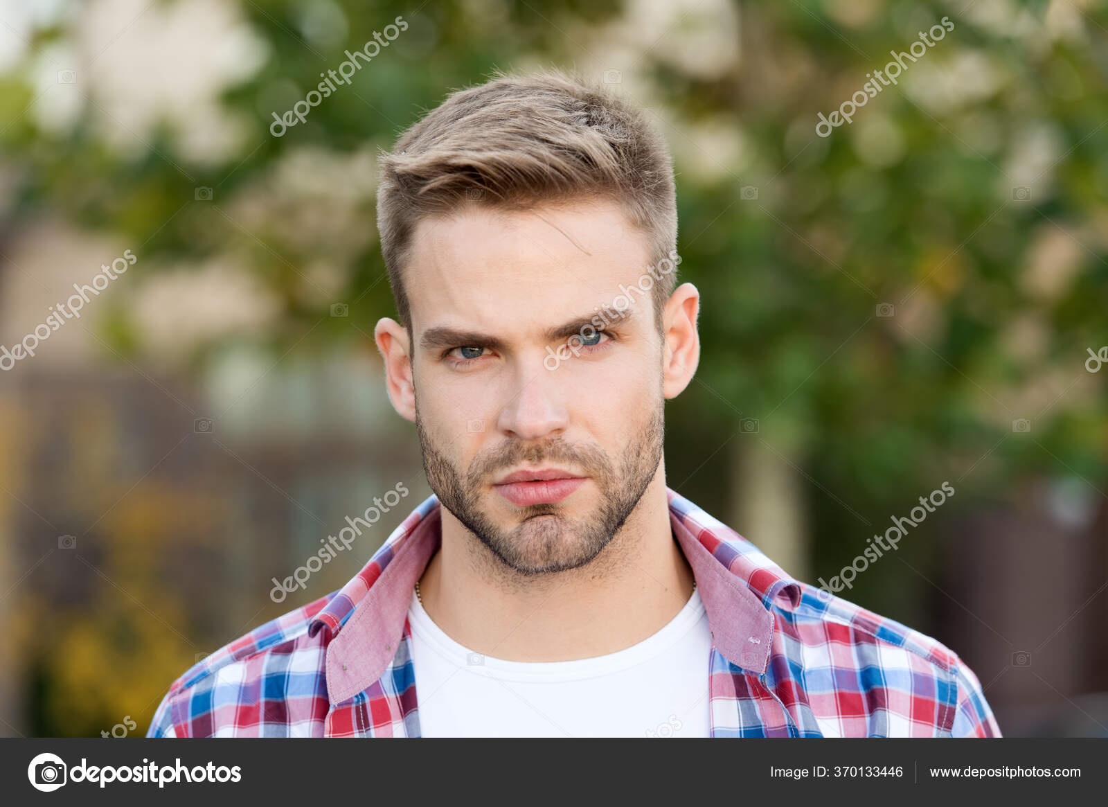 Good looking guy. Spring fashion for men. Guy with stylish haircut ...