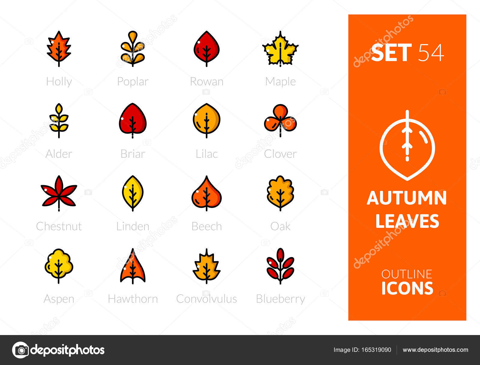 Autumn leaves icons collection Stock Vector by ©meowudesign 165319090