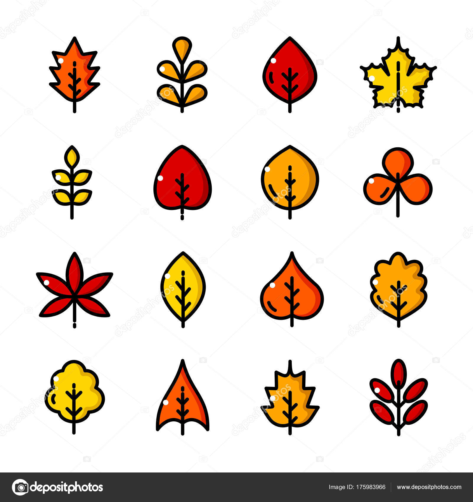 Thin line Leaves icons set Stock Vector Image by ©meowudesign #175983966