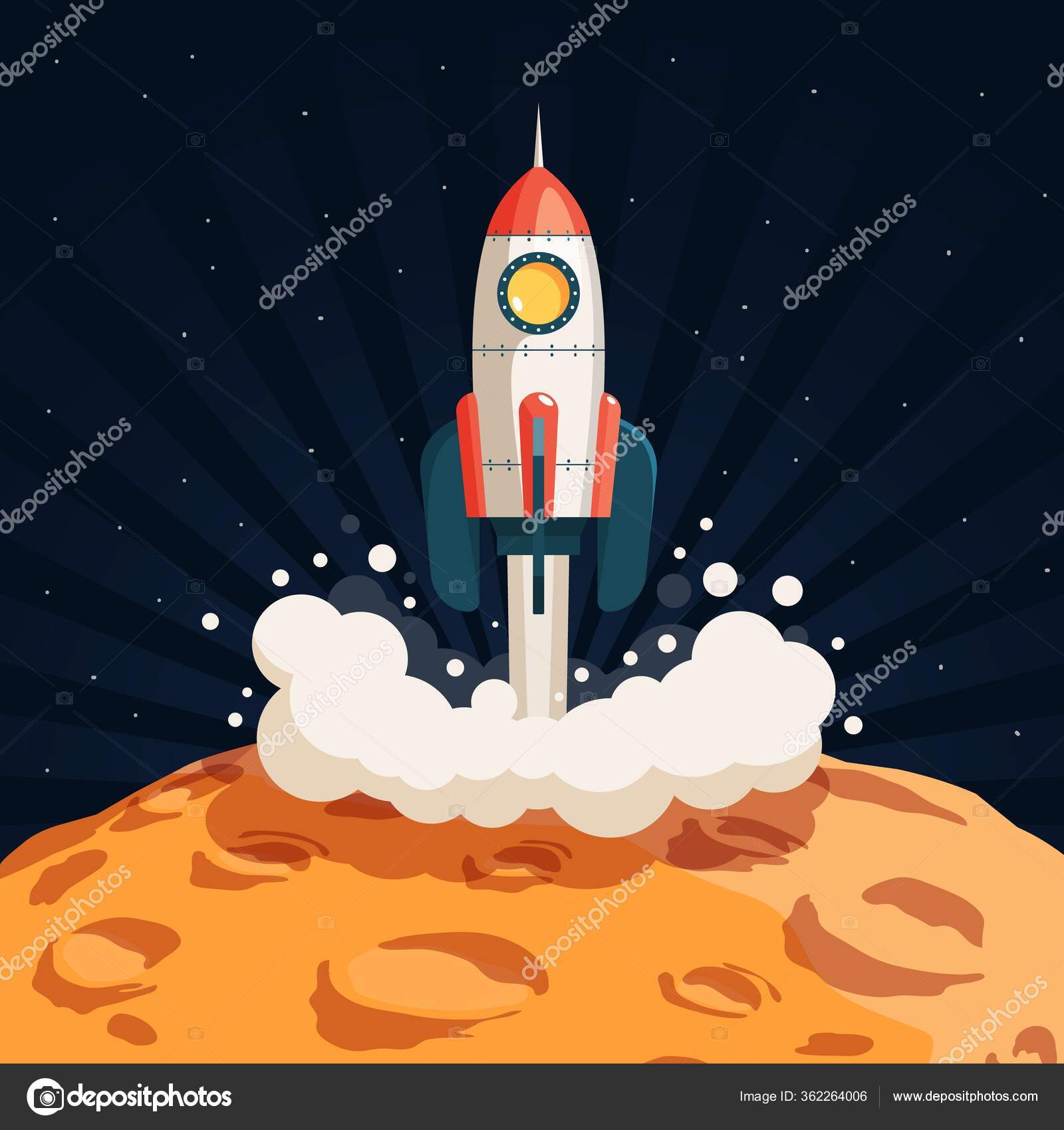 Rocket Ship Taking Off Cartoon