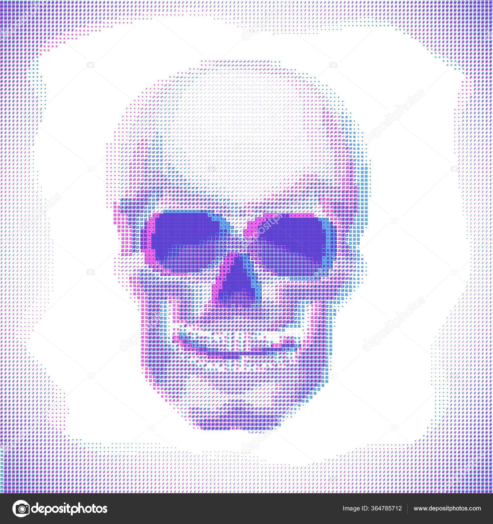 Skull Anaglyph effect vector halftone image Stock Vector Image by ...