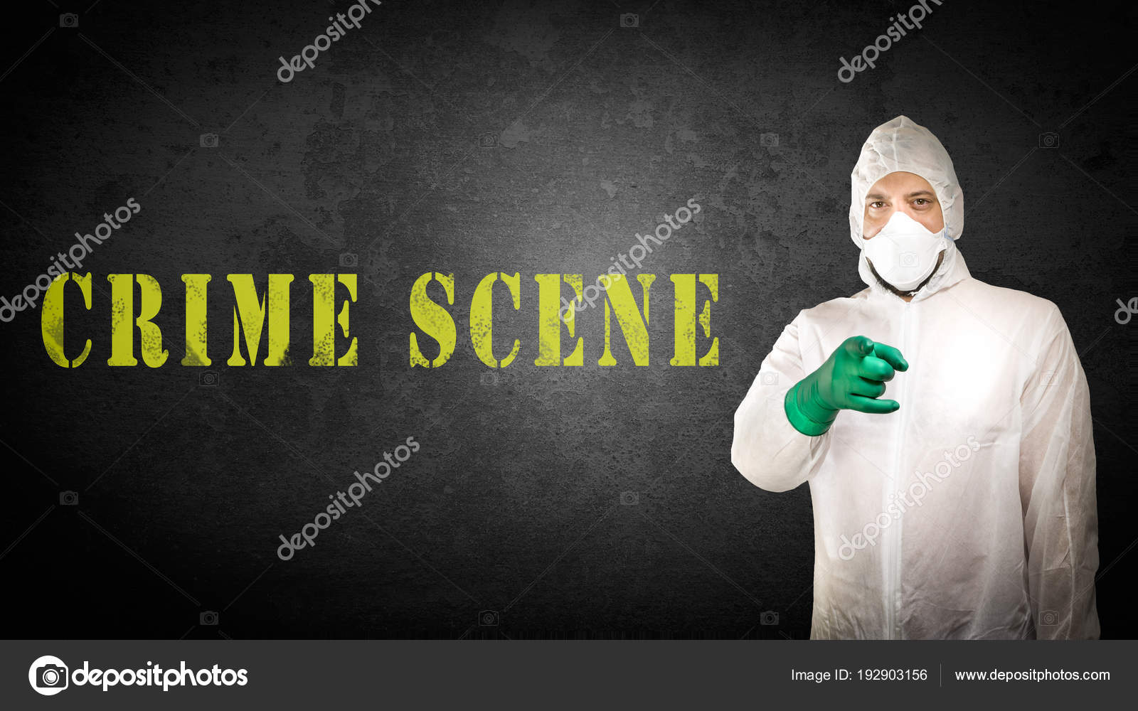 Forensics Protective Clothing Wall Background Text Crime Scene — Stock ...