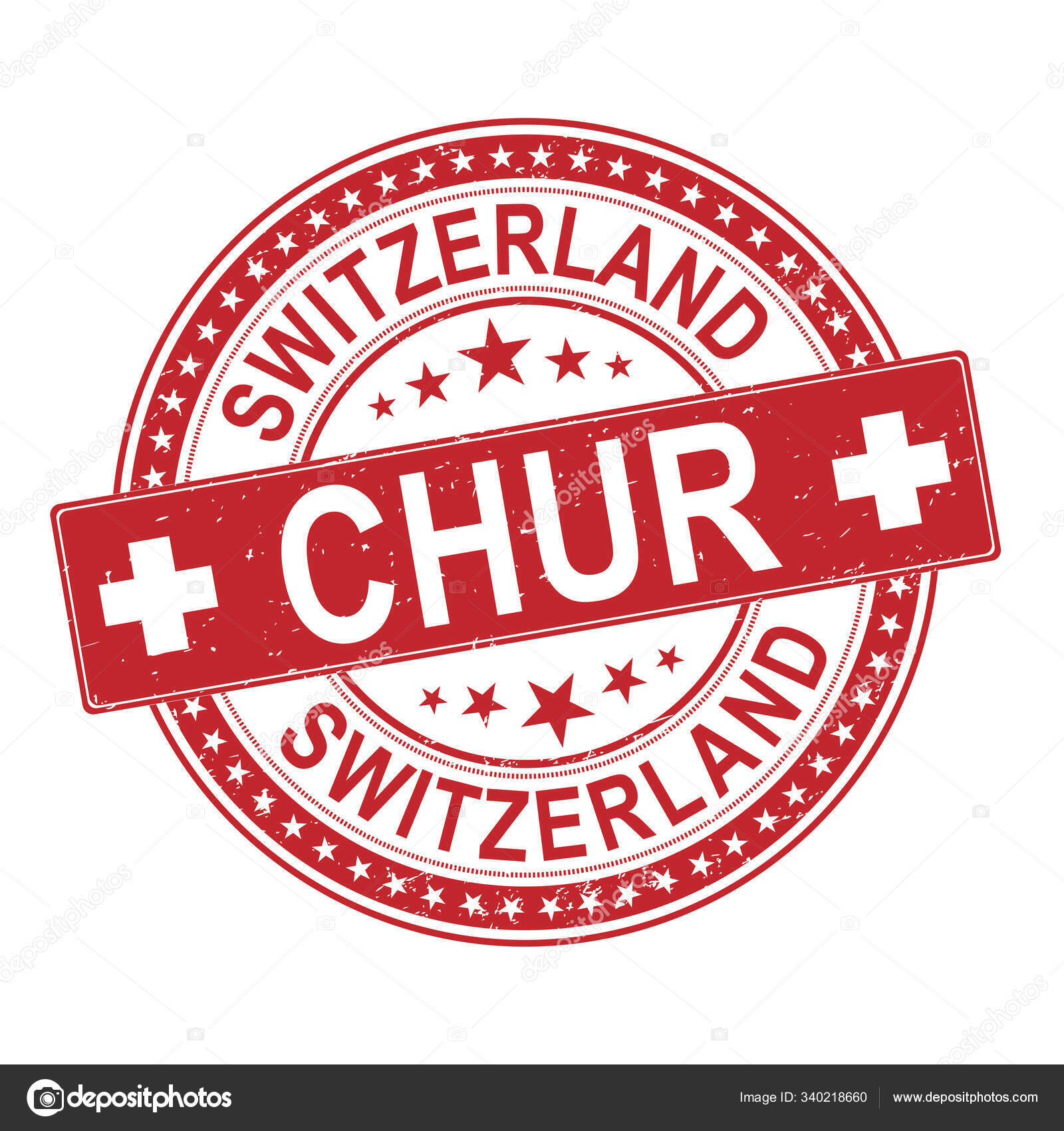 Chur, Switzerland, stamp vector illustration, on a white background ...
