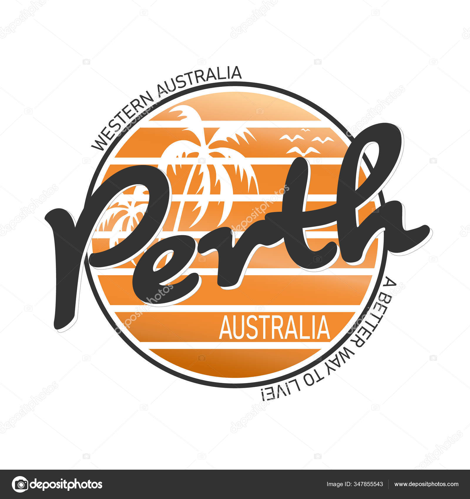 Perth Australia City. Design Vector. logo print design Stock Vector ...