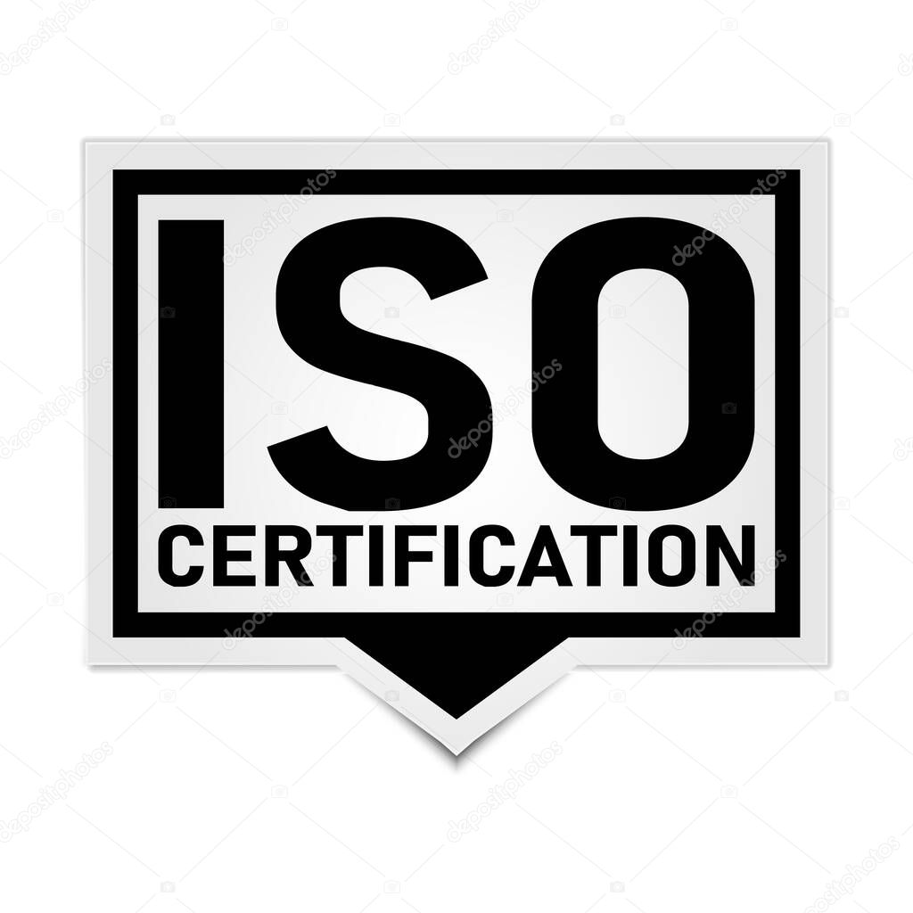 Etiqueta ISO certificada o pegatina sobre fondo blanco, ilustración ...