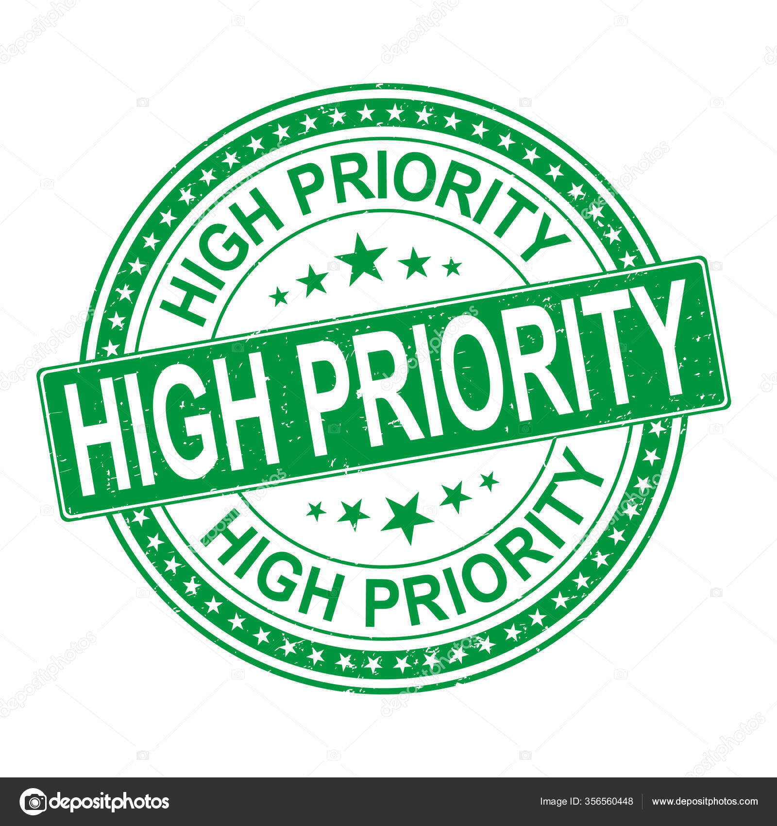 Green High priority ink vector stamp illustration isolated on white ...