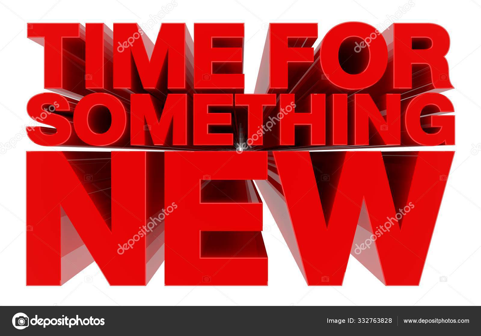 TIME FOR SOMETHING NEW word on white background 3d rendering Stock ...