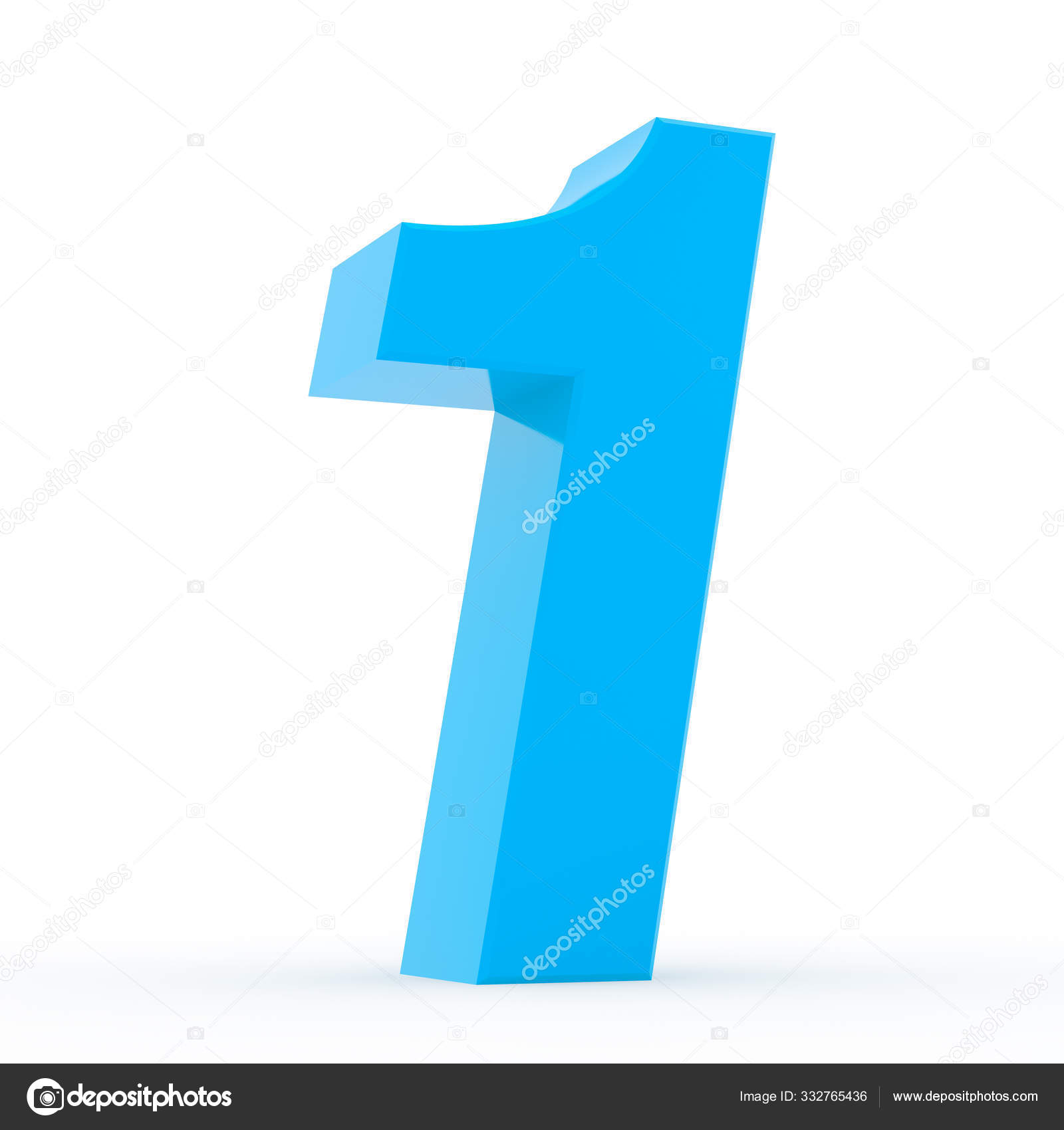Number 1 blue collection on white background illustration 3D rendering ...
