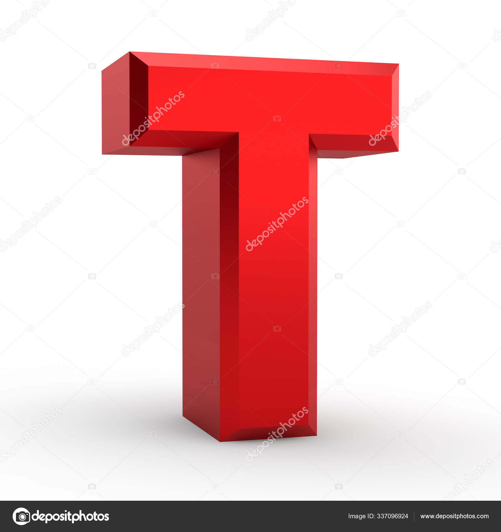 T red alphabet word on white background illustration 3D rendering Stock ...