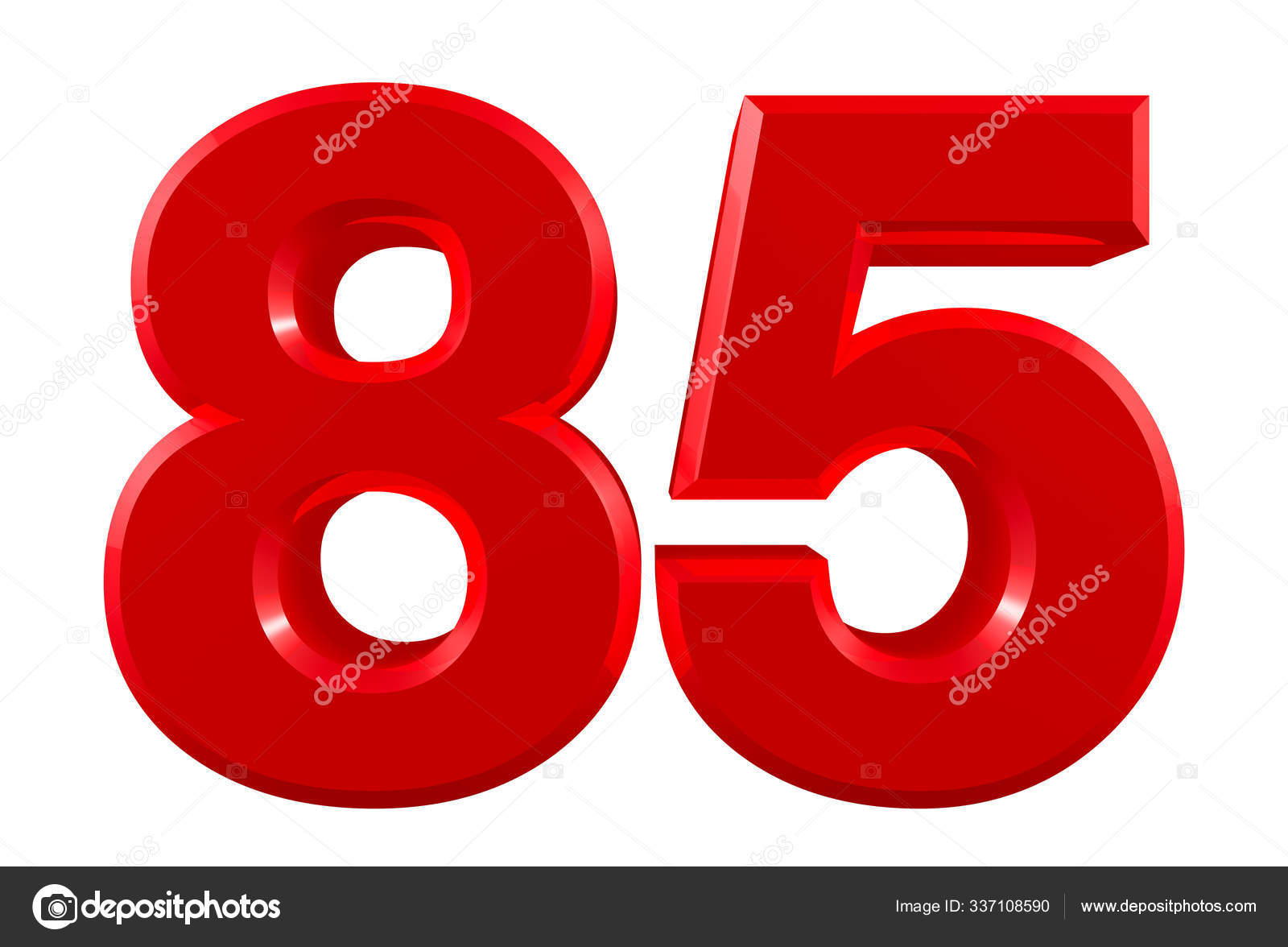Números rojos 85 sobre fondo blanco ilustración 3D renderizado: fotografía de stock © tuiafalken ...