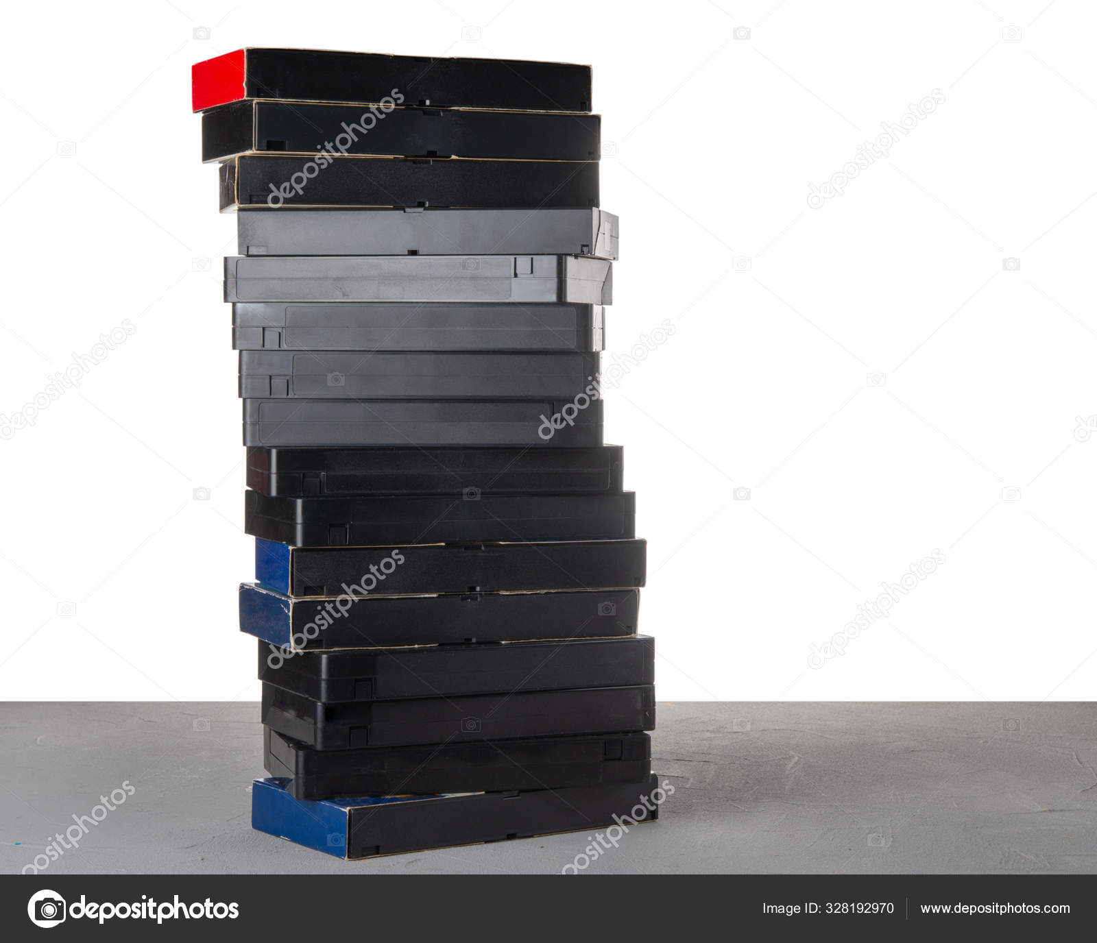Vhs Videocassettes Table Isolated Background Stock Photo by ...