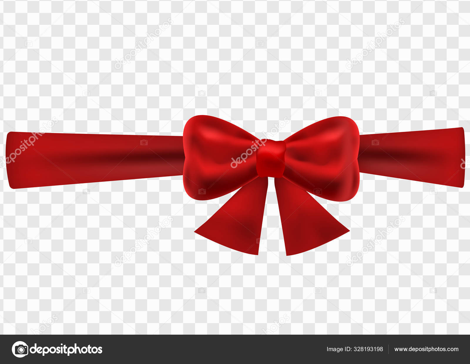 Vector Image Red Ribbon Bow Wrapped Object Transparent Background Stock ...