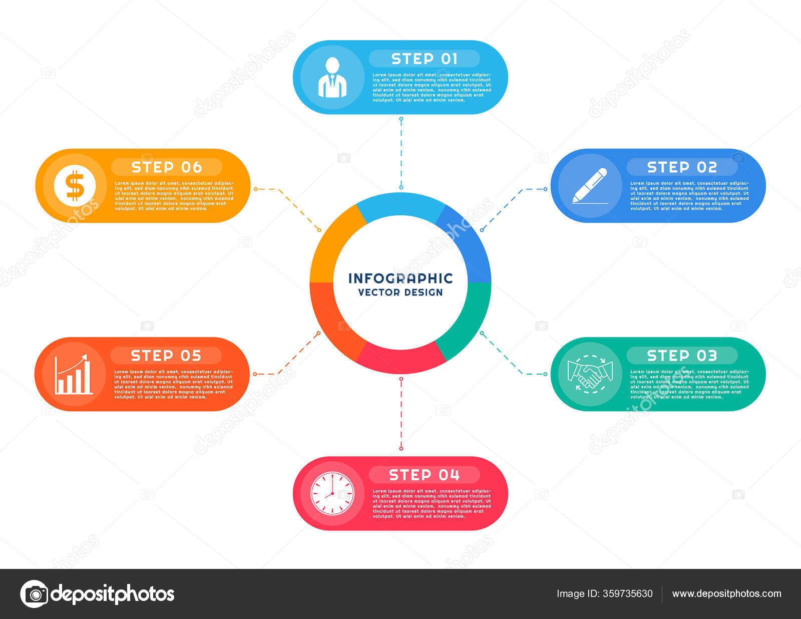 Infographic Colorful Art Design Process Step Line Arrow Use Business ...