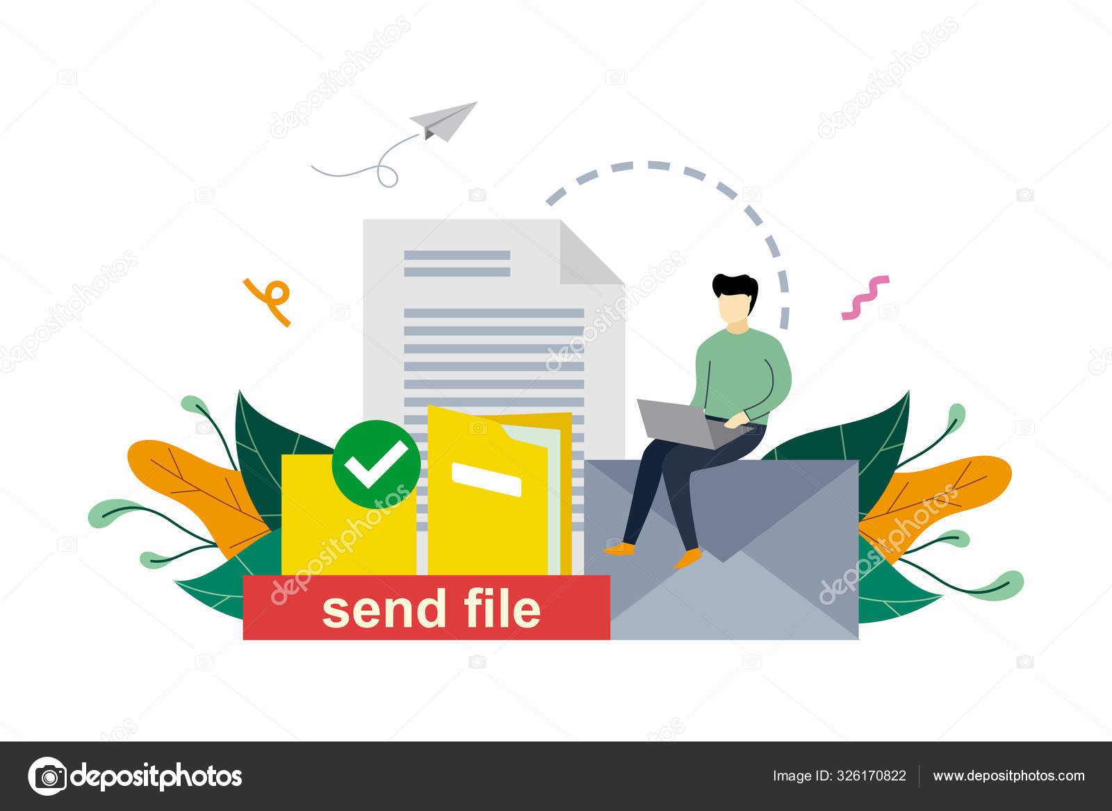 File or document transfer, copy files, backup, file sharing concept ...