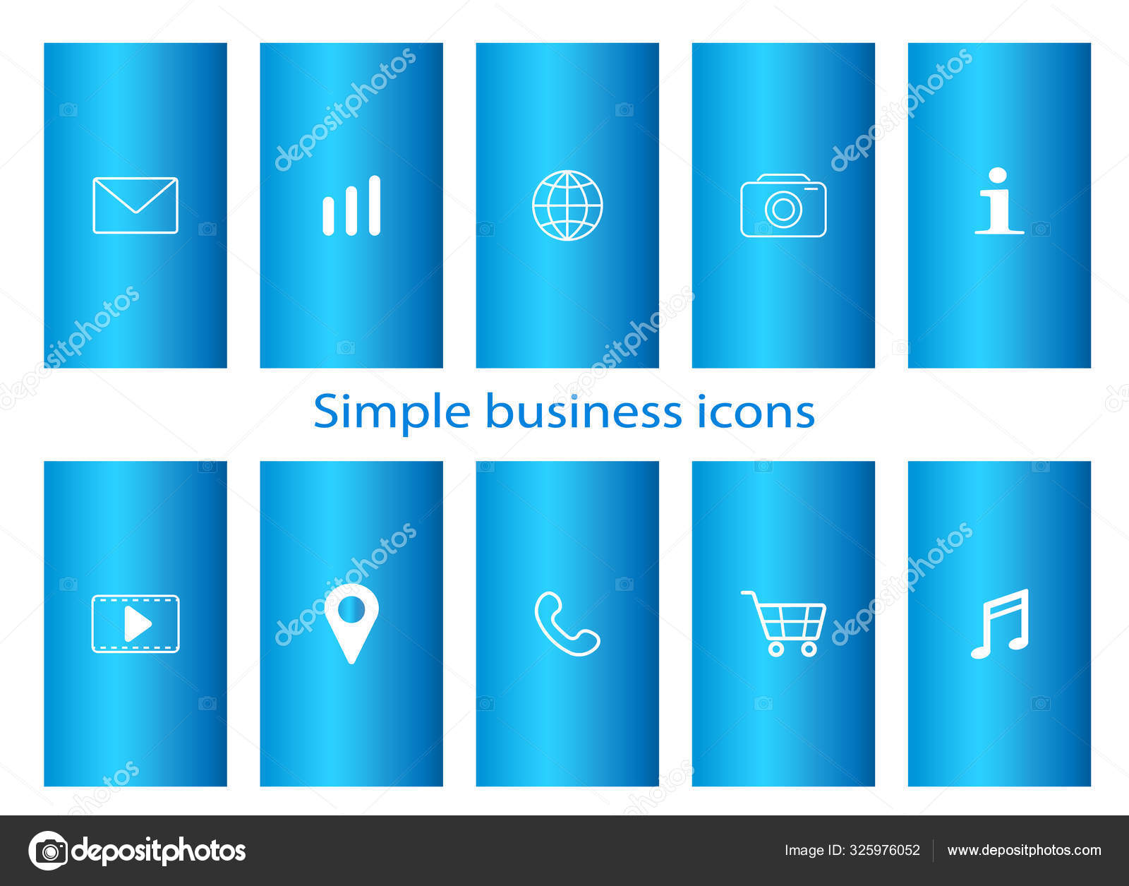 Set of 10 vector icons on blue gradient background for web stores ...