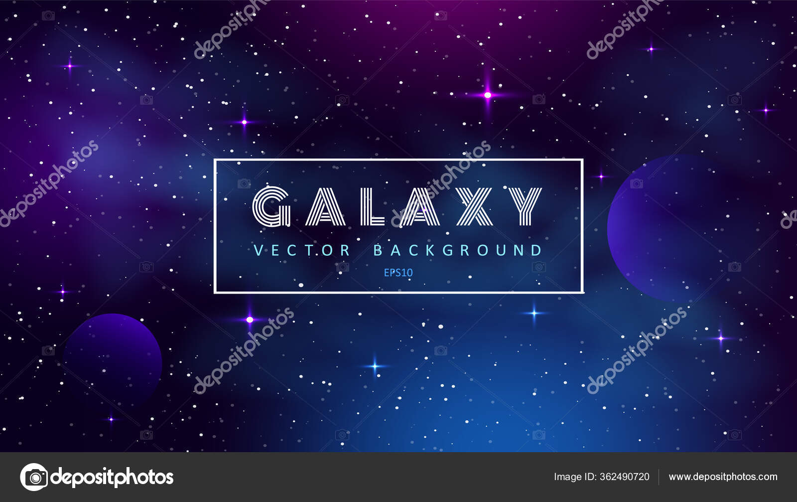 Horizontal space background with abstract shape and stars. Web design ...