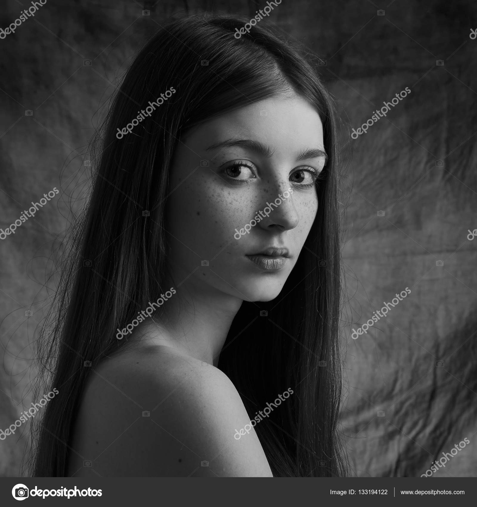 Dramatic Black And White Portrait Of A Beautiful Lonely Girl With