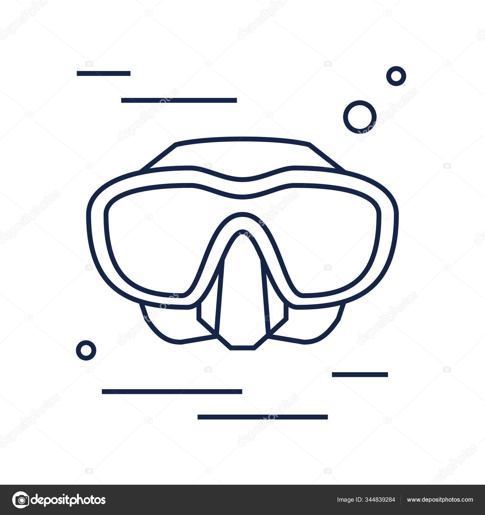 Snorkeling mask icon. Equipment for scuba diving and freediving ...
