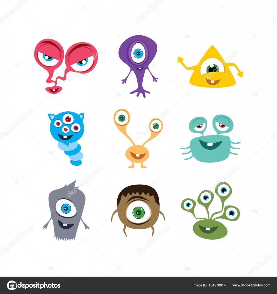 Cute adorable colorful scary monsters Stock Vector Image by ...