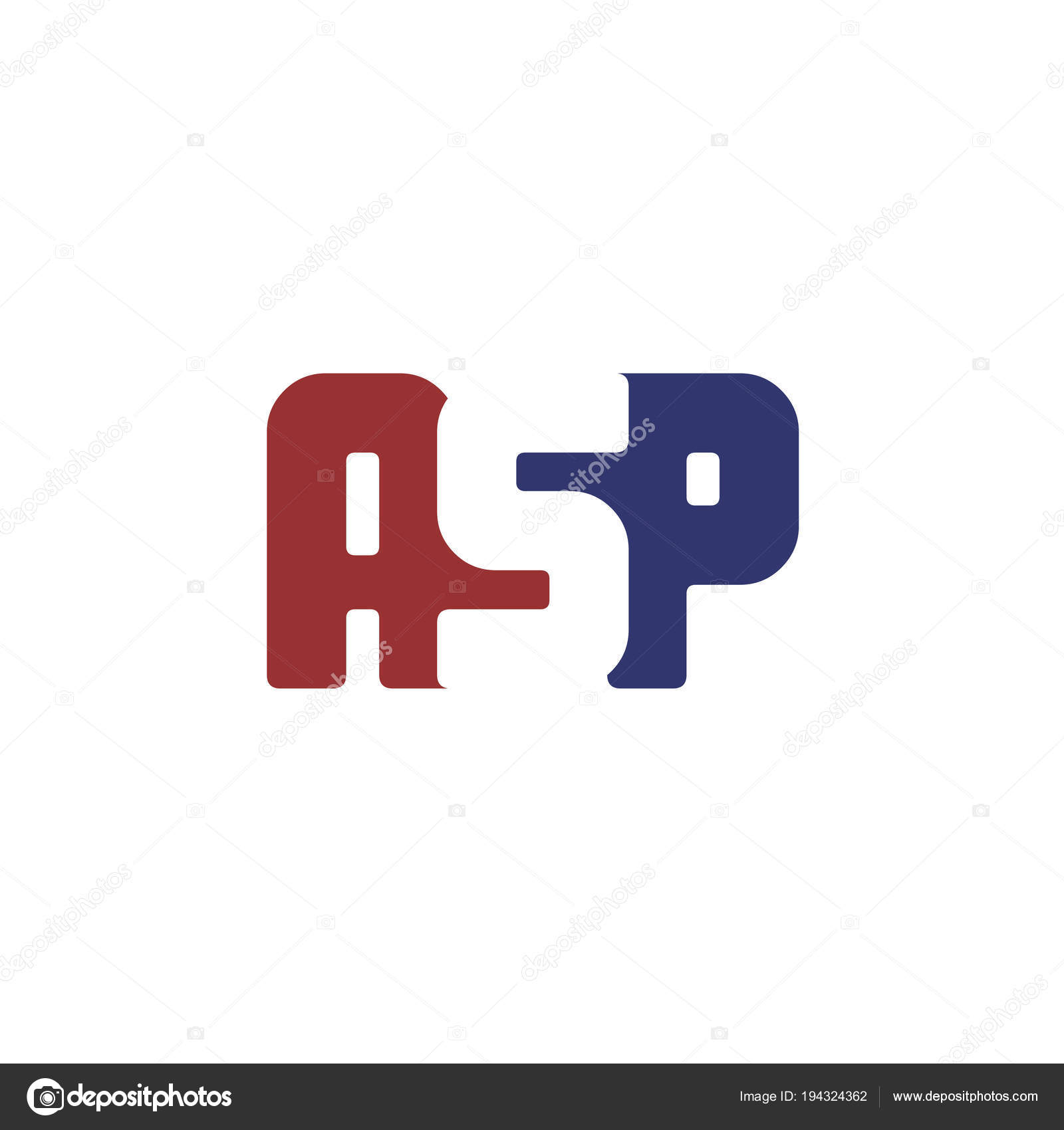 Alfabeto Letras Logotipo Asp Isolado Branco Ilustração Vetorial Vetor ...