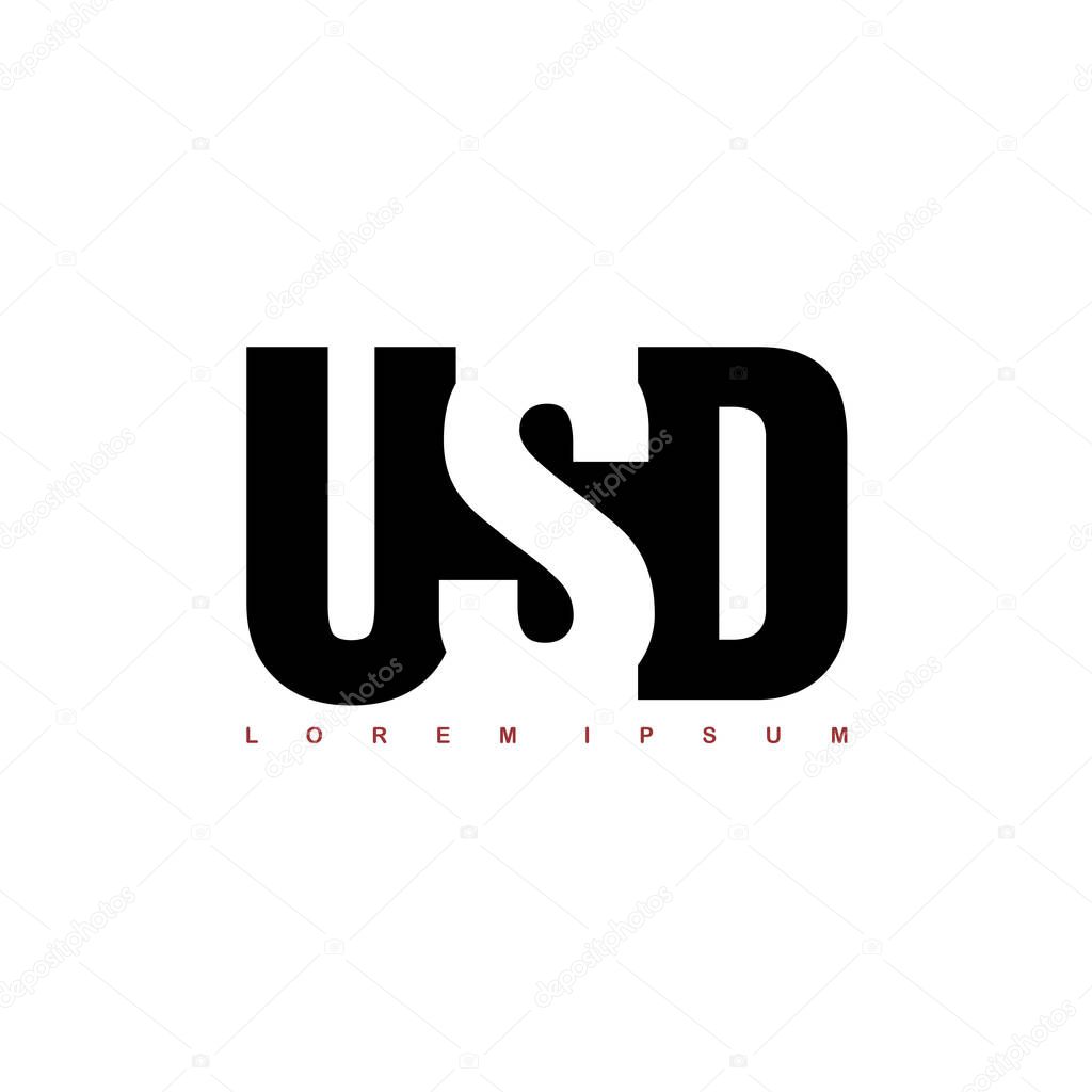 Letras del alfabeto logotipo de USD, aisladas en blanco. Ilustraci n ...