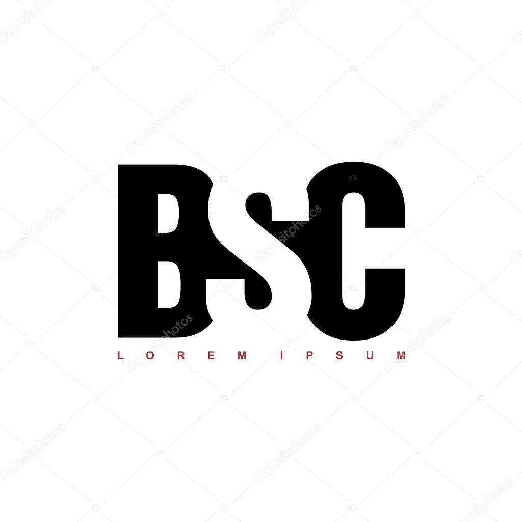 Letras del alfabeto logotipo de BSC, aisladas en blanco. Ilustración ...